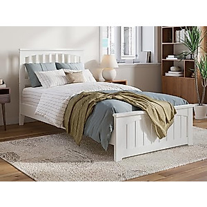 AFI, Becket Twin XL Solid Wood Low Profile Platform Bed with Matching Footboard, White
