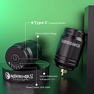 Tattoo Gun Kit, Wormhole Tattoo Kit Wireless Tattoo Machine Kit with Tattoo Gun 1,200 mAh Capacity Tattoo Power Supply Tattoo Pen Kit for Tattoo Beginners and Tattoo Artists TK531