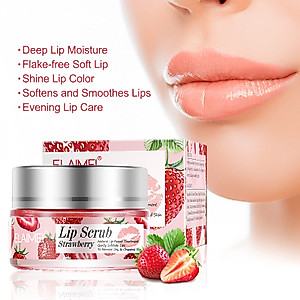 Lip Balm Mask, Lip Mask Sugar Scrub Exfoliator & Moisturizer, Lip Care Exfoliating Scrub and Lip Moisturizer for Chapped and Dry Lips, Lip Repair for Soft Lips Treatment (Strawberry Scrub)