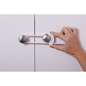Dreambaby Sliding Cabinet Handle Door Lock - Child Proofing Safety Latch - for Kitchen, Bathroom Storage Doors Handles & Knobs - Suitable for Round & D-Shaped Knob Handles - 2 Pack - Model L915A
