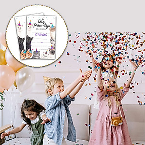 Cat Birthday Invitations with Envelopes - Kitty Cat Birthday Party Invitation Card - Let's Paw-ty Fill-in Invites Cards - Cute Pet Party Celebration (20 Pack)-25