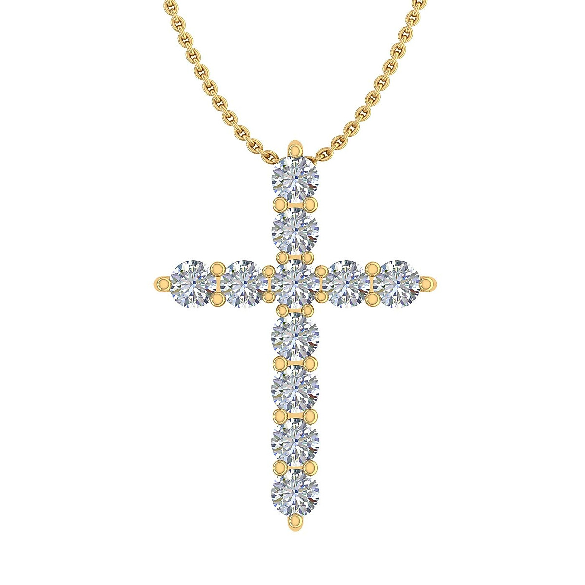 1/2 Carat Diamond Cross Pendant Necklace in 14K Yellow Gold (Silver Chain Included)