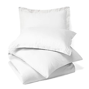 LaxLinen 500-Thread Count Egyptian Cotton Duvet Cover Set with Extra Pillow Sham, Queen Bed Size, White Solid 500TC 100% Pure Cotton