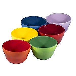 Bruntmor 8 oz Porcelain Bowls Set of 6 - for Ice Cream, Dessert, Soup, Small Side Dishes, Salad, Cereal, Rice - Microwave, Dishwasher and Oven Safe - Gradient Colors