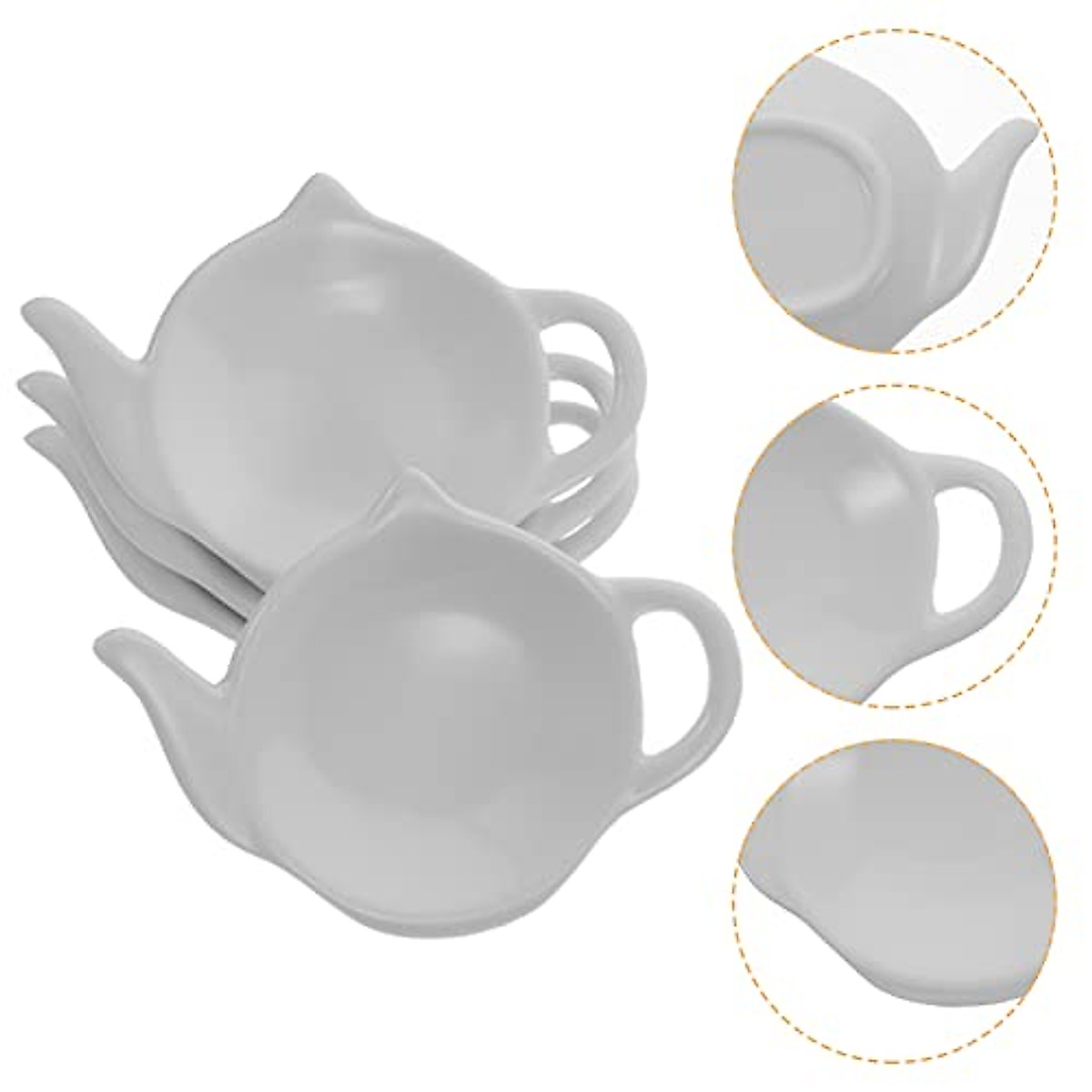 Zerodeko 4pcs Ceramic Tea Bag Saucer Teapot Shape Teabag Coaster Tea Bag Holder Spoon Rests Snack Storage Tray Wasabi Seasoning Dish for Tea Bag for for Soy Sauce Dessert White
