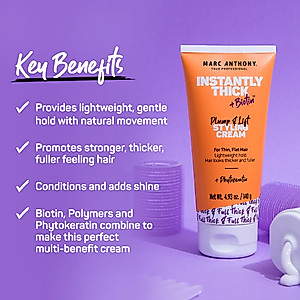"Marc Anthony Biotin Styling Cream - Instantly Thick Plump & Lift with , Polymers and Phytokeratin - Thickening for Fine Hair - 4.93 Oz"