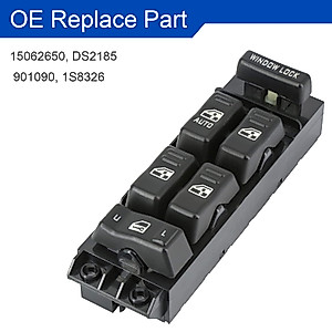 Power Window Switch Master Control Driver Side Compatible for 2000 2001 2002 Chevy Silverado Tahoe Suburban & GMC Yukon XL Sierra 1500HD 2500HD 3500, 02 Cadillac Escalade OE Replace 15062650