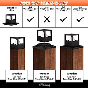 Viewsun 10 Pack Solar Flame Post Lights Outdoor, Solar Powered Fence Post Cap Lights, High Brightness Flickering Flame Lighting for Christmas, Fits 4x4, 5x5 or 6x6 Wooden Posts, for Yard Deck or Patio