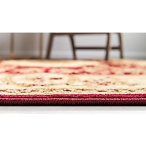 Unique Loom Versailles Collection Traditional Classic Medallion Motif Area Rug (4' 0 x 4' 0 Square, Burgundy/ Ivory)