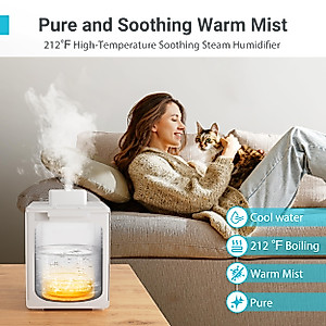 Livatro Stainless Steel Humidifier, 3L Warm Mist Humidifier, Easy Clean with Warm Steam Humidifier, Healthy Air Mist Humidifiers for Bedroom Living Room, with Sleep Mode and Auto-off Setting