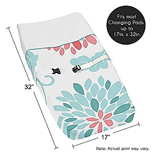 Baby Changing Pad Cover for Modern Turquoise and Coral Emma Collection