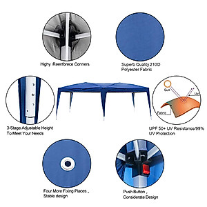 Simply-Me 10' x 20' Outdoor Canopy Tent Heavy Duty Pop Up Gazebo Canopy Party Tent Adjustable Practical Waterproof Folding Tent,4 Removable Sidewalls,2 Brighter Windows,w/Carry Bag,Blue