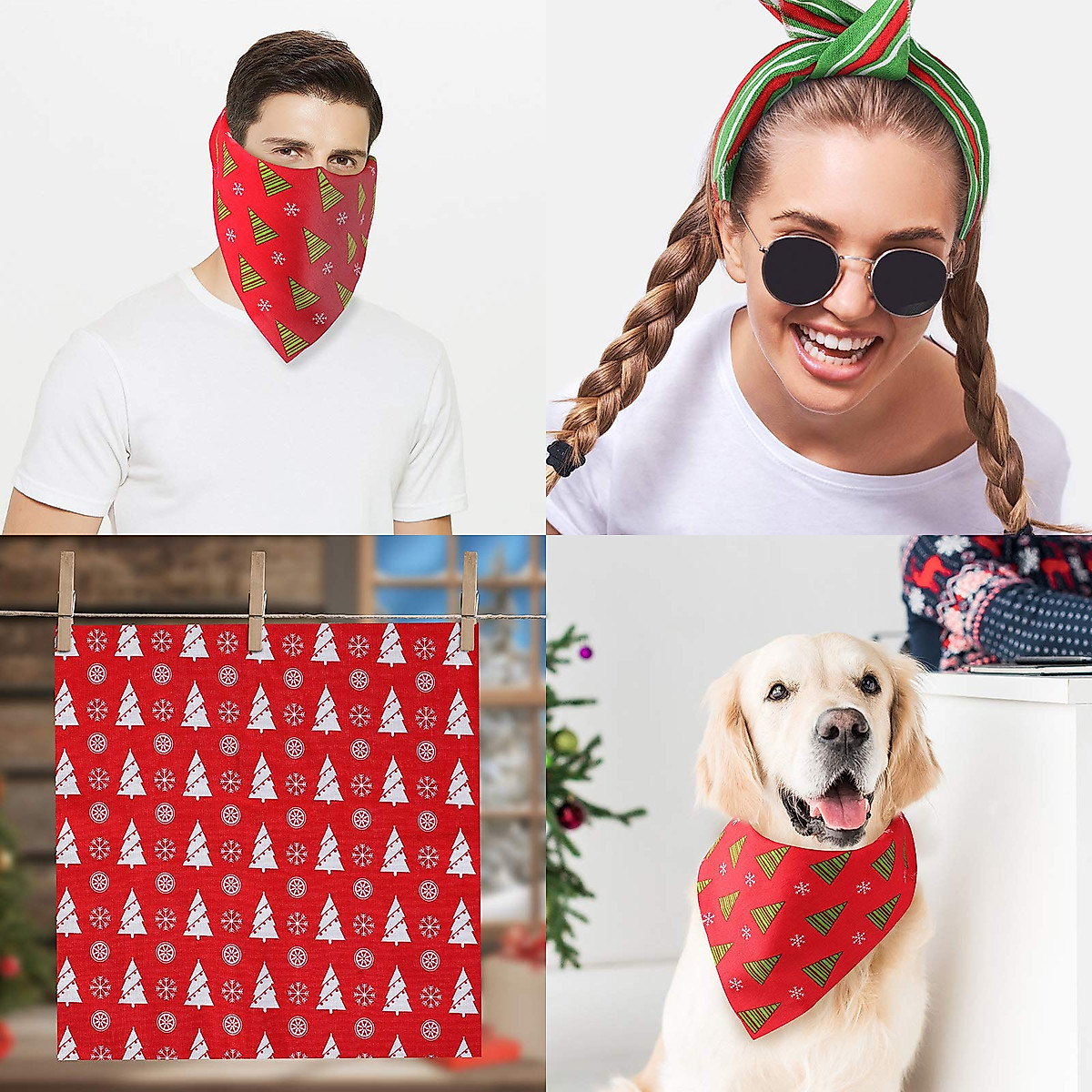 12 Pieces 11.8 x 11.8 Inches Christmas Fabric Bundles Multi-Color Fabric Patchwork Christmas Tree Fat Quarters for DIY Craft Christmas DIY Quilting