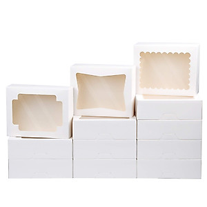 NPLUX Cookie Boxes Bakery Boxes with Window 8x6.5x2.5 Inches Auto-Popup Treat Pastry Boxes for Gift Giving(24pack,White)