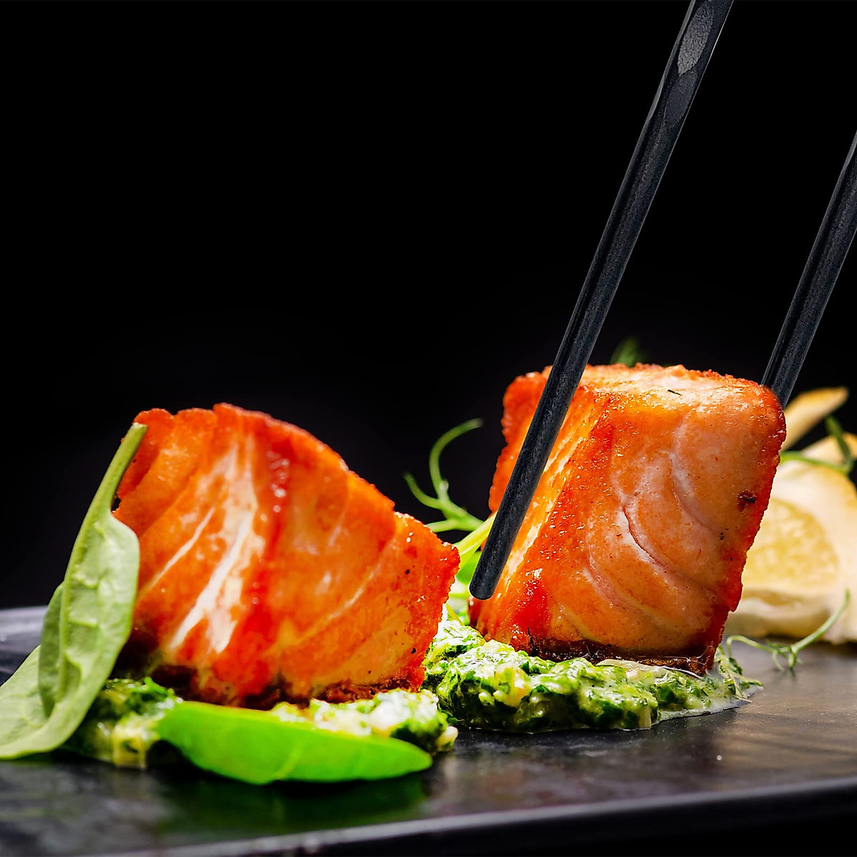 5 Pairs for Chopsticks Reusable, Fiberglass Chopsticks, Common Asian Home Gadgets, 9.56 Inch - Black, for Cooking Chopsticks, Non-Slip Lightweight and Easy to Use