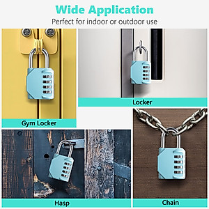 KAWAHA CL11AS Combination Lock, 4 Digit Outdoor Combination Padlock Set Your own Combination for Gym Locker Lock, School, Gates, Doors, Toolbox, Hasps and Storage (Aqua Sky *1)