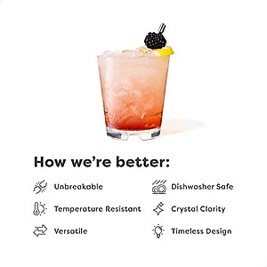 TOSSWARE RESERVE 10oz Stacking Old Fashioned, SET OF 24, Premium Quality, Tritan Dishwasher Safe & Heat Resistant Unbreakable Plastic Old Fashioned Glasses, Clear