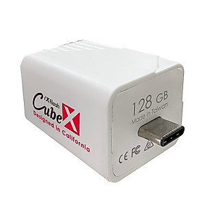 PioData iXflash Cube 128 GB Photo Storage Device Apple MFi Certified USB Type C with Quick Charge for iPhone & iPad, Auto Backup Photos & Videos, USB C Flash Drive