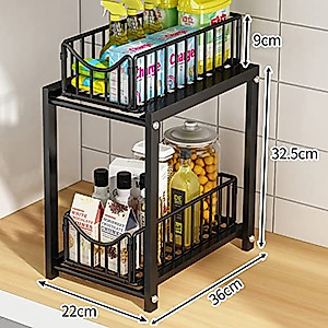 MADELL Sinks Under Sink Organizers,Kitchen Cabinet Organization,Multi-Purpose Organizer and Storage for Kitchen Countertop Bathroom Cabinet/Black