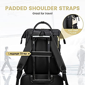 LOVEVOOK Travel Laptop Backpack Women PU Leather Work Backpack Purse Inch Teacher Nurse Bag