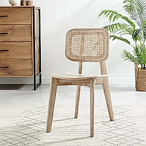 Modway Habitat Wood Dining Side Chair with Cane Rattan in Gray