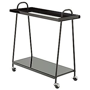 DIIYIV Bar Cart 2-Tire Mobile Serving Cart ,Wine Cart on Wheels,Black Beverage Cart for Home Acrylic Small Bar Carts