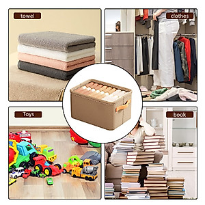 Smart Folding Storage Box, Cotton and Linen Folding Storage Bins with Handle, Large Capacity Storage Bins Closet Organizer System, Space Saving Shelf Organizer Shelves Storage Basket for Home