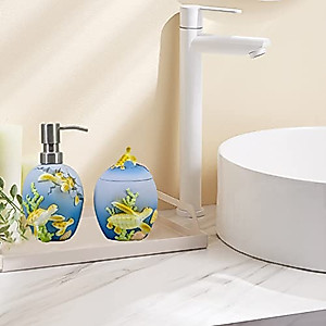 YHHRESINKING Resin Sea Turtle Mother and Baby Soap Dispenser, Beach, Bathroom Accessory,Ocean Theme Sea Turtle Family Bathroom Decor,Coastal Decor (Ocean Blue)