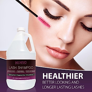 SecretsID Professional Lash Shampoo for Lash Extensions - Lash Shampoo Bulk 1 Gallon - Premium Lash Extension Shampoo & Lash Wash w/ 50 Lash Aftercare Cards