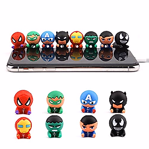 Axanbox Data/Charging/Lightning Cable Protector Saver Chewers 3D Cartoon Animal Cute Cord Protector USB Cable Saver Phone Charger Cable Sleeve Cable Wire Wrap Protector (Superheroes-8PCS)