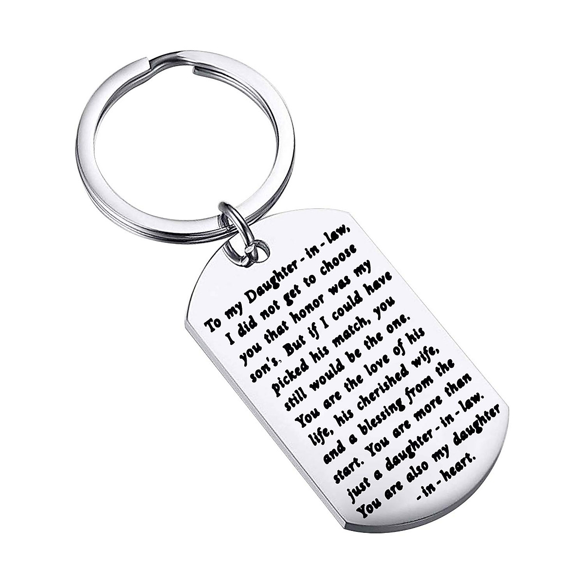 FEELMEM To My Daughter-In-law Keychain I Did Not Get To Choose You That Honor Was My Son's Wedding Jewelry Daughter in Law Gift(silver)
