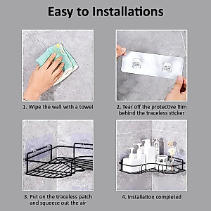 AMerryApple - Shower Caddy-2 Pack | Shower Shelf for Inside Shower | Shower Organizer Corner | Strong Adhesive Shower Shelves | Large Storage Capacity - Corner Shower Caddy