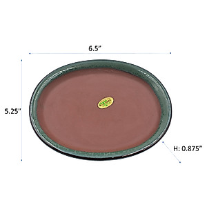 Aven's Serenity Garden 6.5" Korean Oval Humidity Tray Glazed Ceramic Plate Tongrae Pot