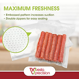 Vesta Precision Vacuum Seal Pouches - Clear and Embossed Vacuum Sealer Bags with Zipper and Valve - Great for Food Storage and Sous Vide - 11 x 16 inches - 15 Vacuum Seal Bags Per Box