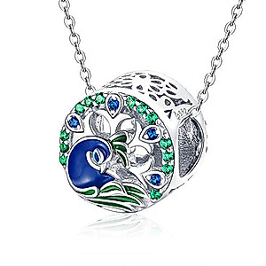 ABAOLALA Peacock Charm 925 Sterling Silver Bird Peacock Charm Birds Charms fit Many Other European Charm Bracelet (Peacock)