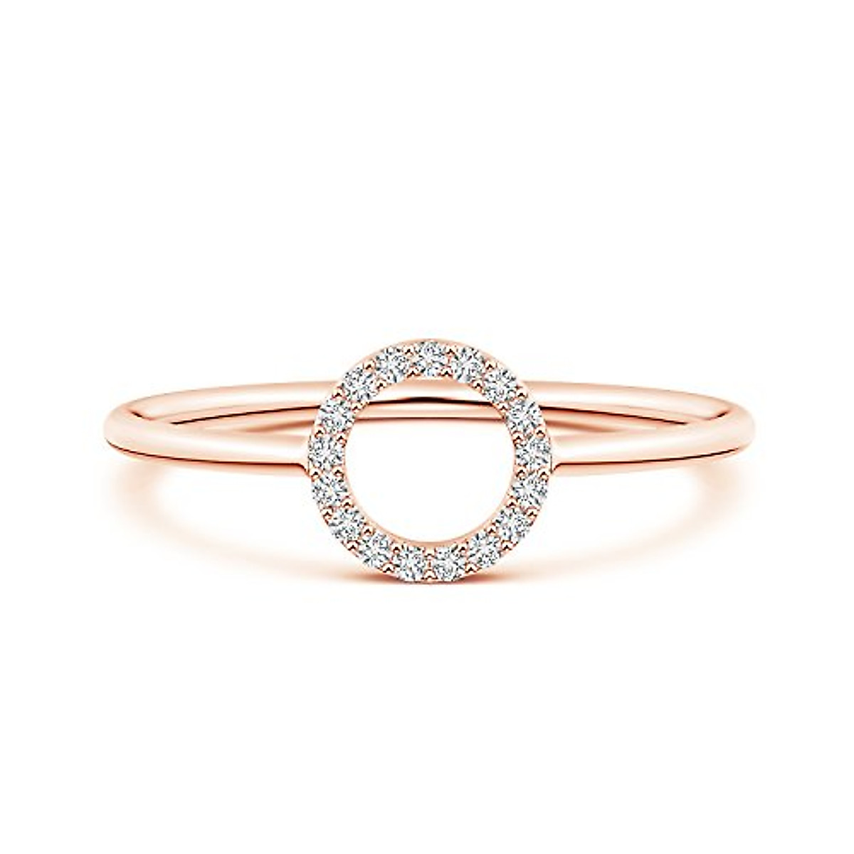 Pure Ignis Lab Created Open Circle Diamond Ring in 14k Rose Gold (0.09 ctw, H Color, SI2 Clarity, Ring Size 7) - April Birthstone