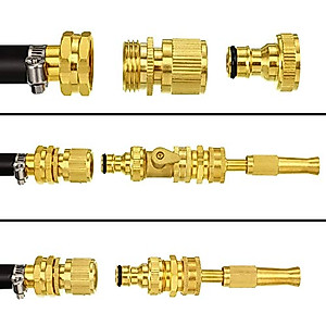 Piroir Garden Hose Quick Connect, Solid Brass Garden Hose Connectors 3/4 Inch GHT Water Hose Fitting for Garden(5 Set of Male & Female Water Hose Connectors)