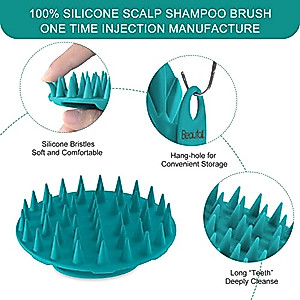 BEAUTAIL Hair Scalp Massager Shampoo Brush, Soft Silicone Head Care Scrubber and Exfoliator for Dandruff Removal and Hair Growth, Shower Washing Hair Scrub Brush Tool for Women Men Pet, 1 Pack, Blue