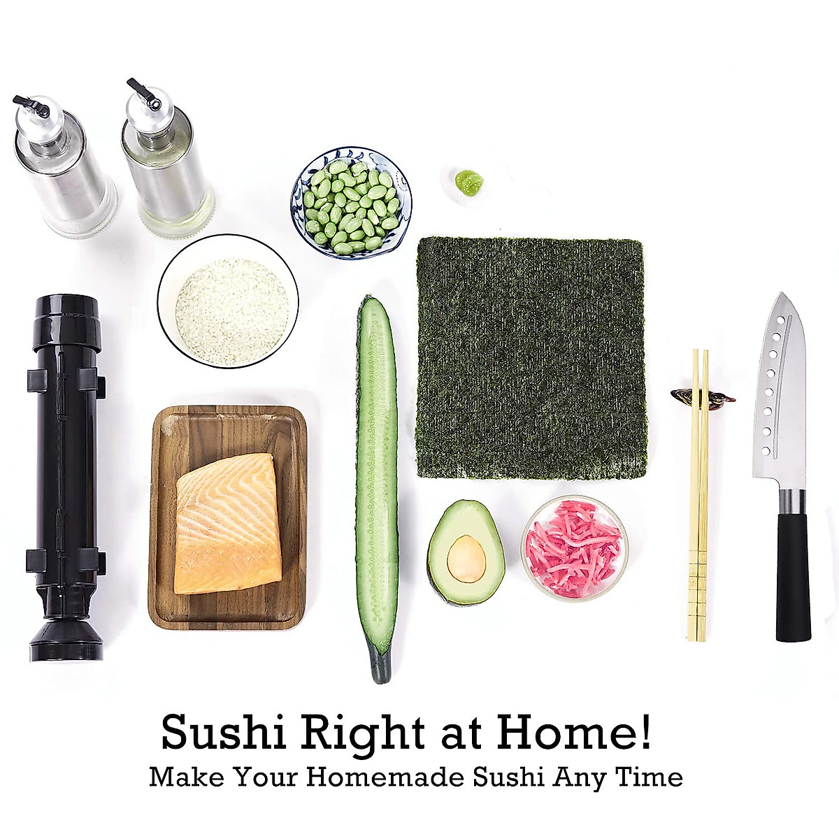 FUNGYAND Sushi Making Kit, All in One Sushi Bazooka Maker with Bamboo Mats, Bamboo Chopsticks, Avocado Slicer, Paddle, Spreader, Sushi Knife, Chopsticks Holder, Cotton Bag, DIY Sushi Roller Machine