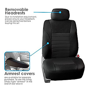 FH Group Car Seat Covers Front Set Premium 3D Air Mesh - Low Back Car Seats with Removable Headrest, Universal Fit, Automotive Seat Cover, Airbag Compatible Car Seat Cover for SUV, Sedan, Van Black