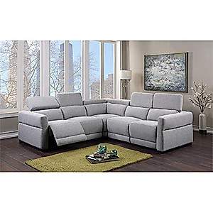 Steve Silver Isla Gray Tweed Fabric Power Reclining Sectional