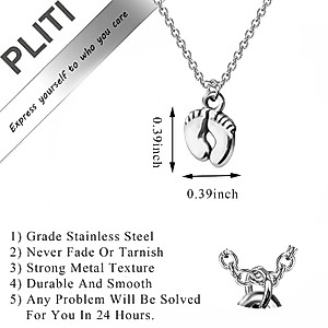 PLITI Daughter Pregnancy Gift Mommy To Be Jewelry Pregnancy Announcement Gift Baby Feet Necklace (Pregnancy feet nec)