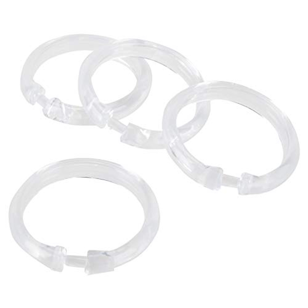 Rocky Mountain Goods Simple Spaces Clear Plastic Curtain Rings - 12 Pack - Click securely in Place - Unbreakable Plastic - True O Ring Design - Slides Easily Without Screeching Like Metal (Clear)