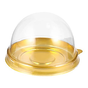 HEMOTON 50pcs Small Containers Square Containers with Lids Mini Cookies Snack Box Container Plastic Round Cake Box Individual Cupcake Golden Packing Box Plastic Boxes Gift Box Paper Cup