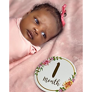 Baby Swaddle Blanket Set with Headband, Nursery Swaddling Receiving Wrap for Girls,13 Welcome Home Milestone Stickers Bundle with Bow, Newborn Photo Growth Mat, Infant Wrap 48"x48" Dusty Rose (Mauve)