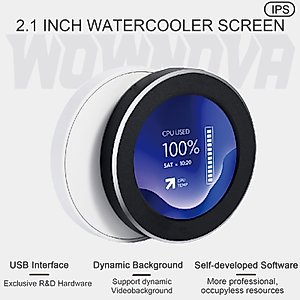 WOWNOVA 2.1" AIO Computer Temp Monitor CPU Cooler LCD Display Upgrade Kit for Water Cooling Systems, PC Sensor Panel for PC Computer Accessories in Side Prebuilt Gaming PC Parts ARGB Case (White)