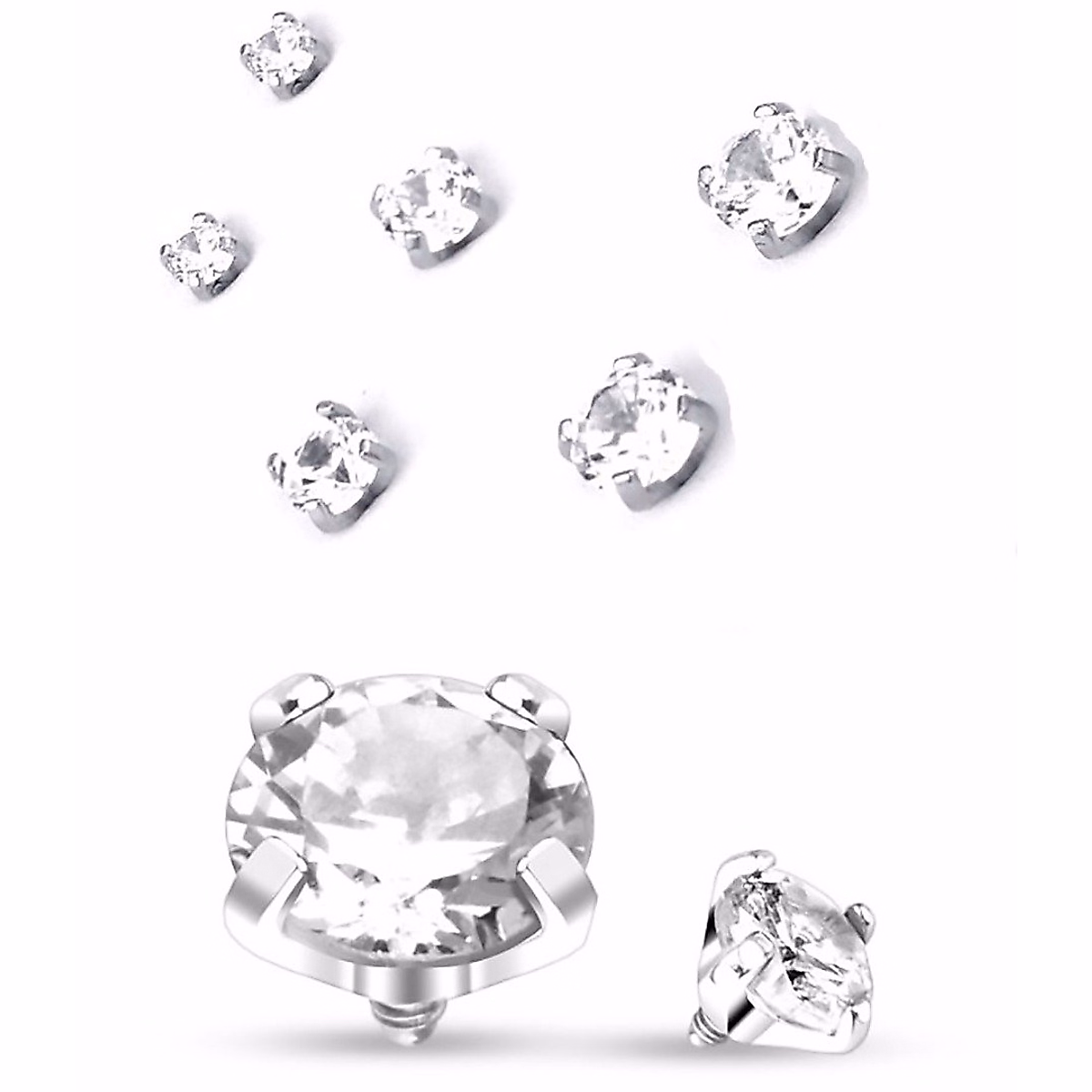 Body Accentz Round Prong Set 316L Surgical Steel Dermal Anchor Top Assorted Package Set of 6