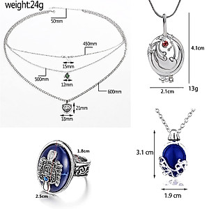 UoYu TFYU The Vampire Jewelry Set Hope Mikaelson Inspired Necklace Elena Gilbert Opening Vervain Locket Pendant Necklace Damon's Ring with Sticker 24 pcs
