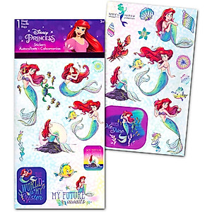 The Little Mermaid Twin Bedding Set for Toddlers - Bundle Includes Ariel Sheets with Flat Sheet, Fitted Sheet, and Pillowcase for Twin Bed Plus Stickers, More | Little Mermaid Bedroom Decor
