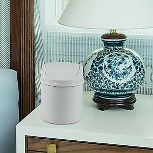 Neadas Plastic Mini Trash Can with Swing Lid, 0.5 Gallon Desktop Tiny Rubbish Bin, Grey